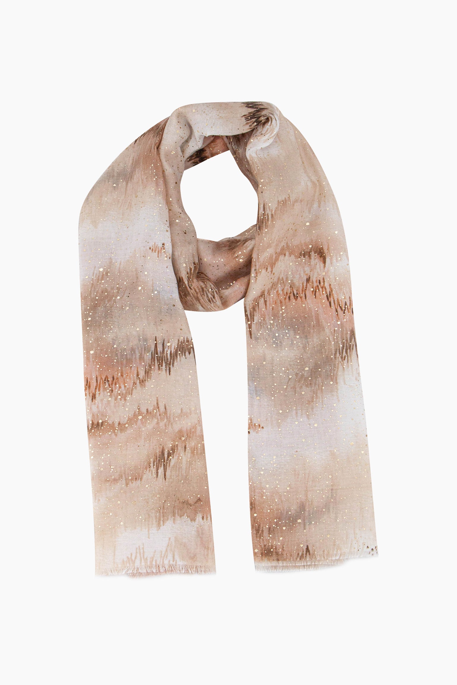 Sarta Neutral Ombre Foil Scarf Gold Speckled Lightweight Scarves Shawl ...