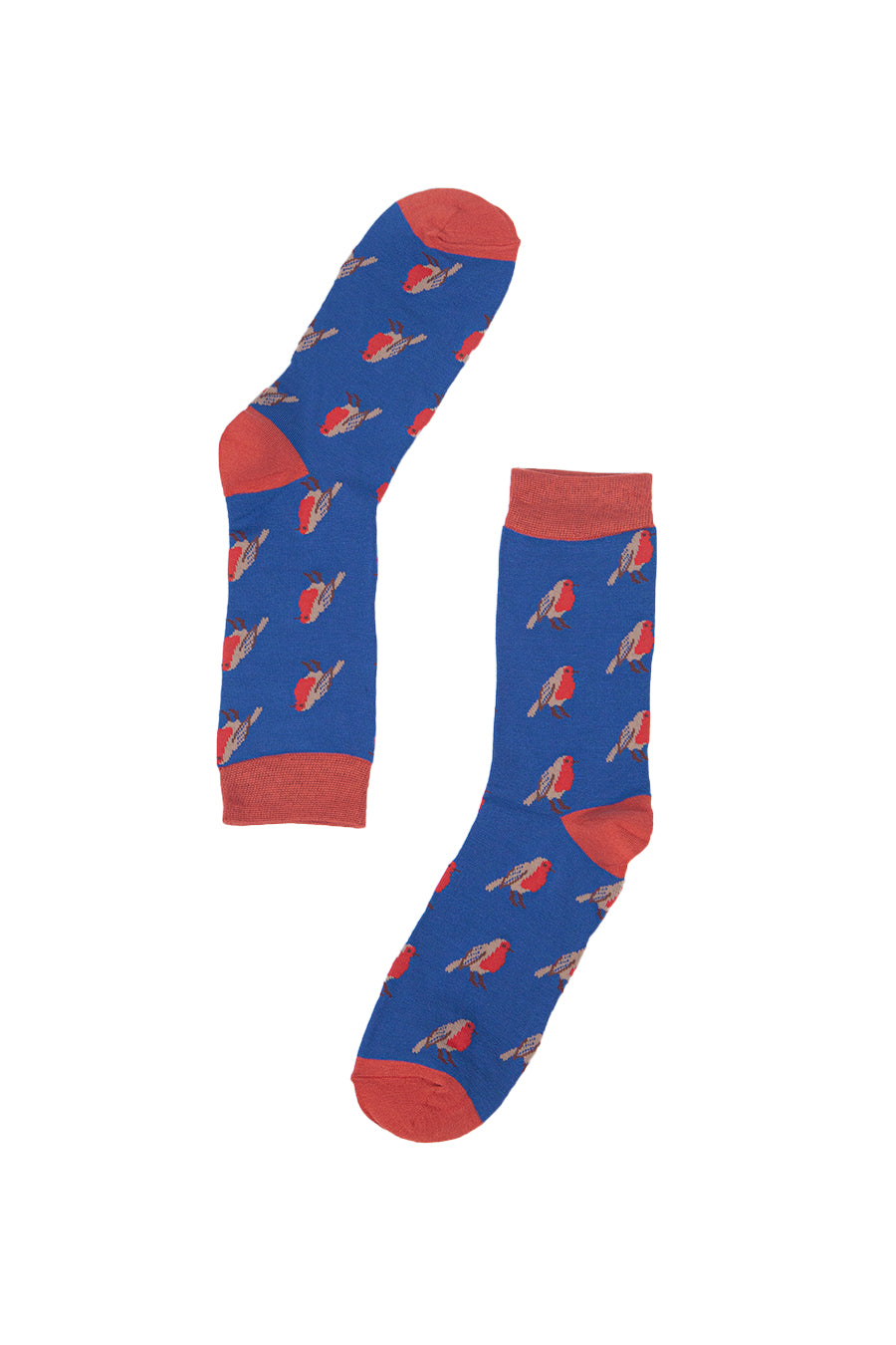 Mens Bamboo Socks Red Robin Bird Socks Christmas Novelty Blue – MSH ...