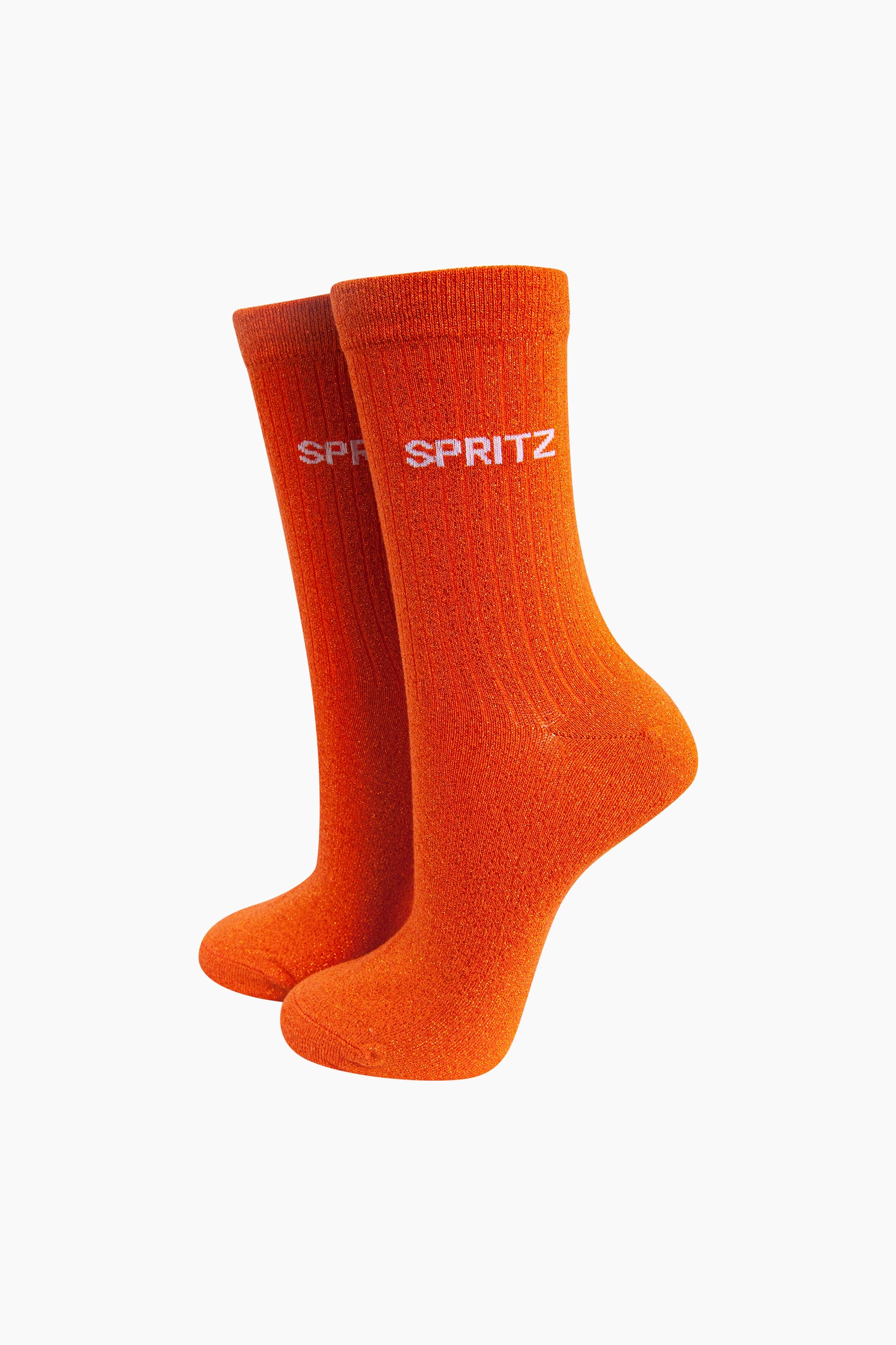 Spritz Glitter Combed Cotton Word Crew Socks for Women - Orange – MSH ...