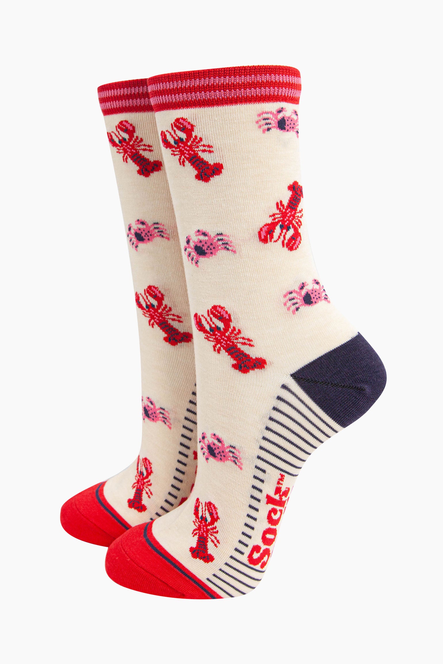 Sock Talk Women's Red Lobster Bamboo Socks Sealife Beach Crab UK 3-7 ...