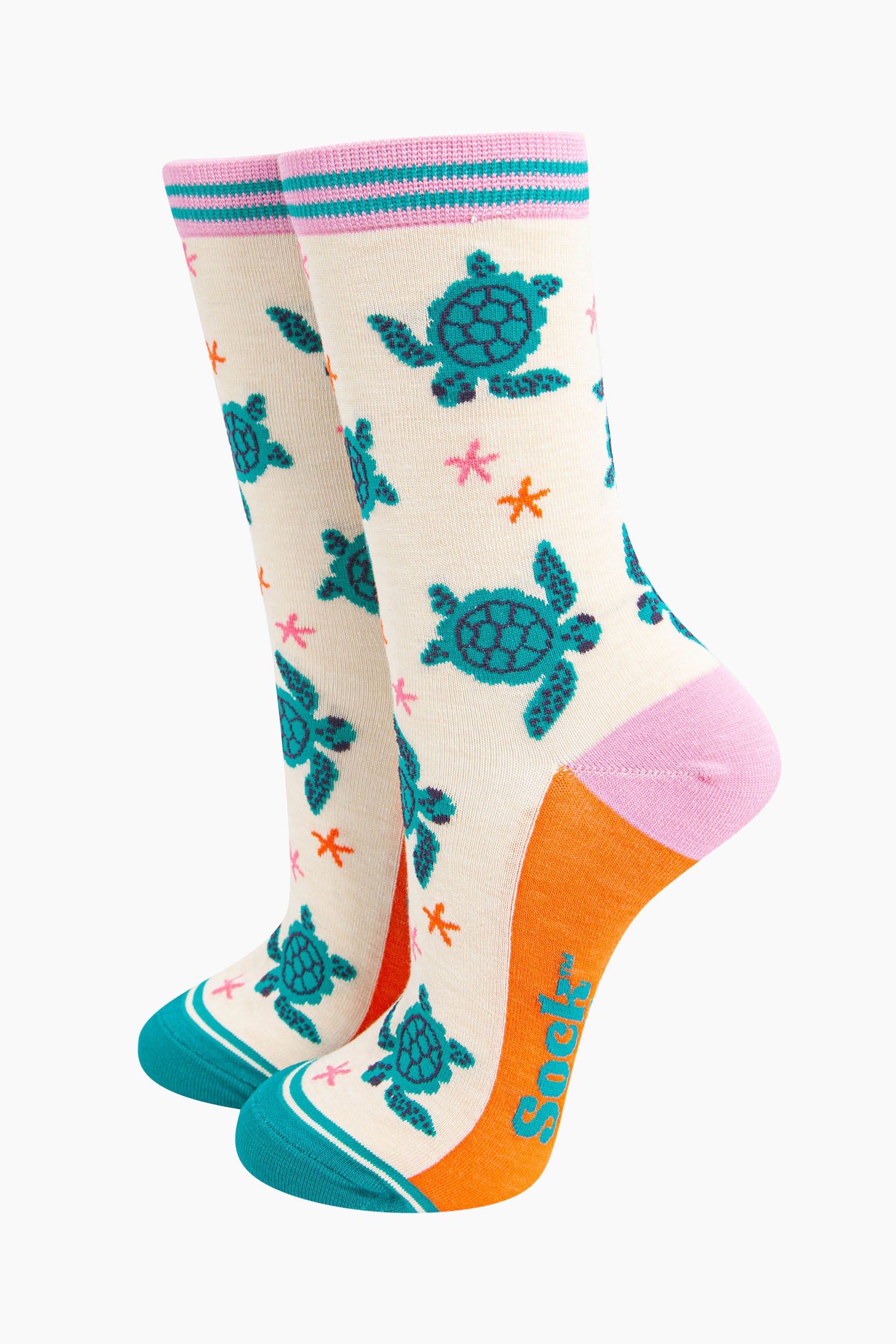 Sock Talk Women's Sea Turtles Starfish Bamboo Ankle Socks Sealife UK ...