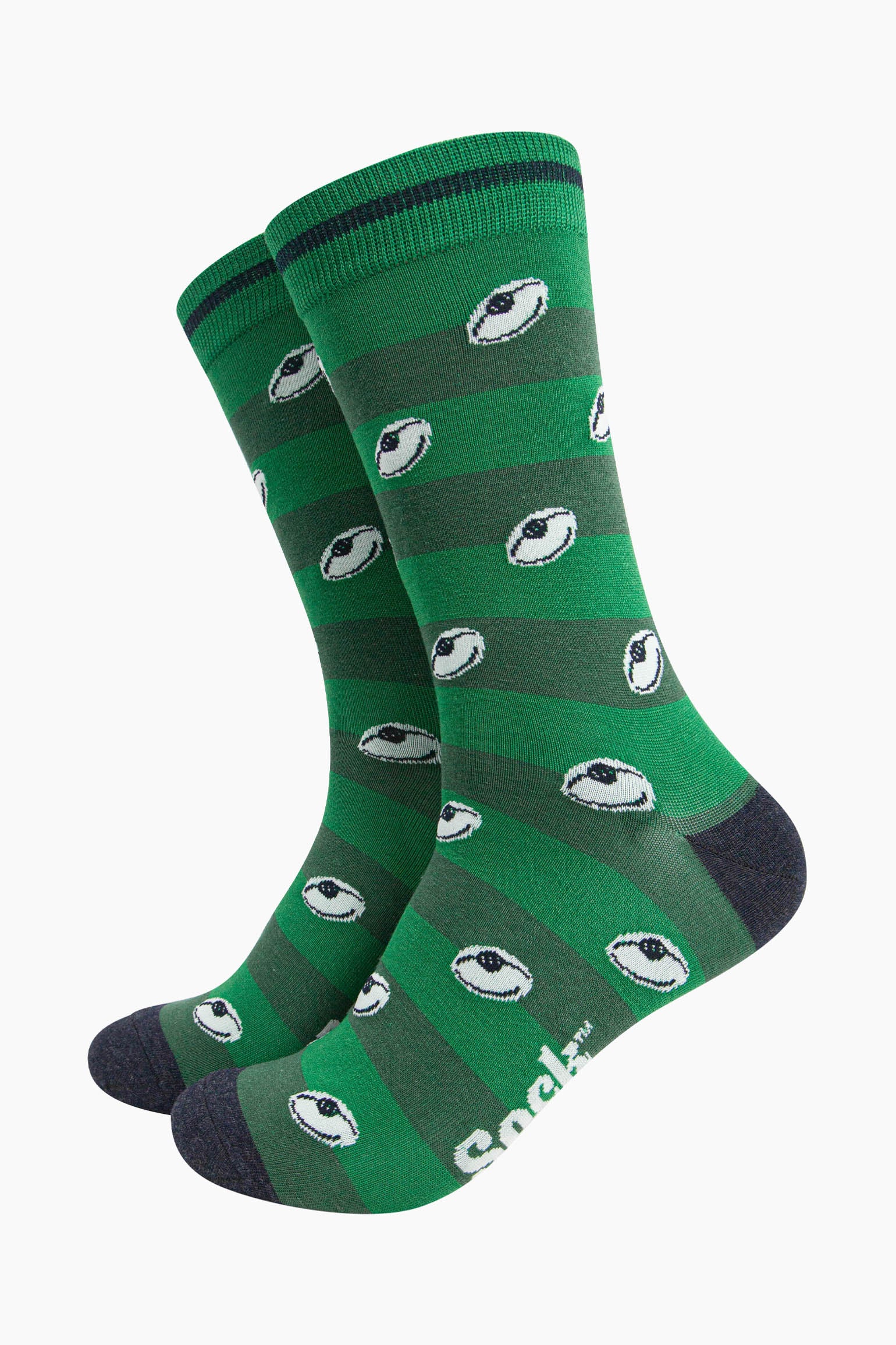 Sock Talk Men's Rugby Ball Socks Bamboo Stripe Sports Novelty Crew UK ...