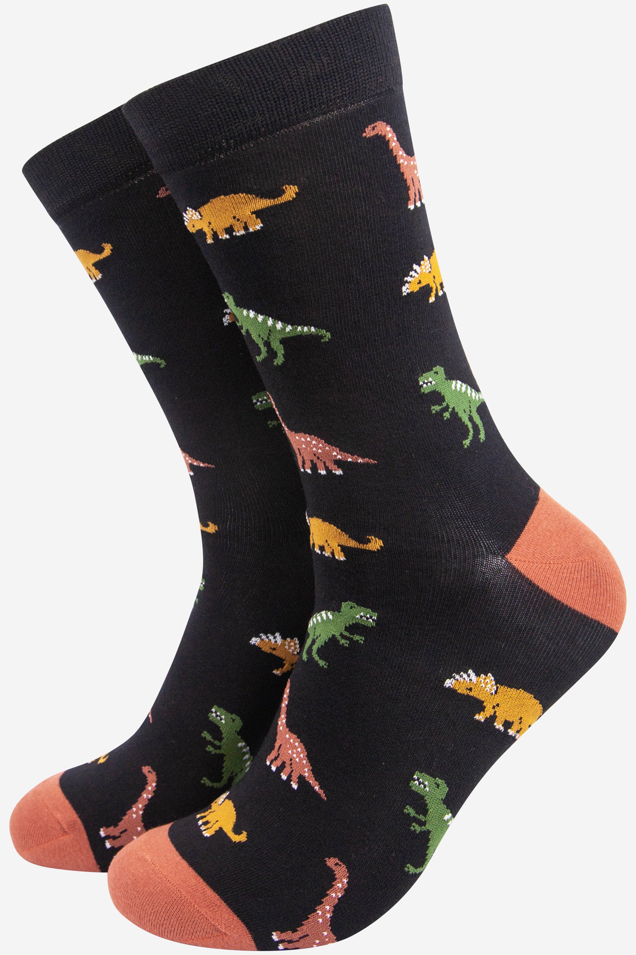 Sock Talk Men's Dinosaur Bamboo Socks T-Rex Novelty Dress Sock UK 7-11 ...