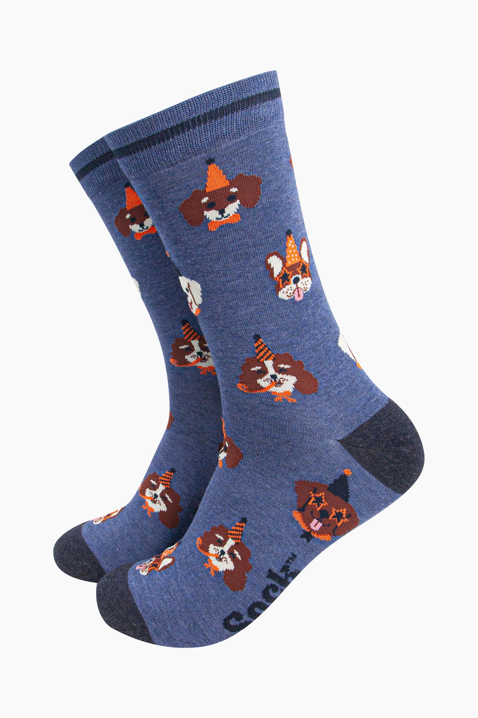 Sock Talk Party Dogs Bamboo Socks Men's Funny Novelty Pets Blue UK ...
