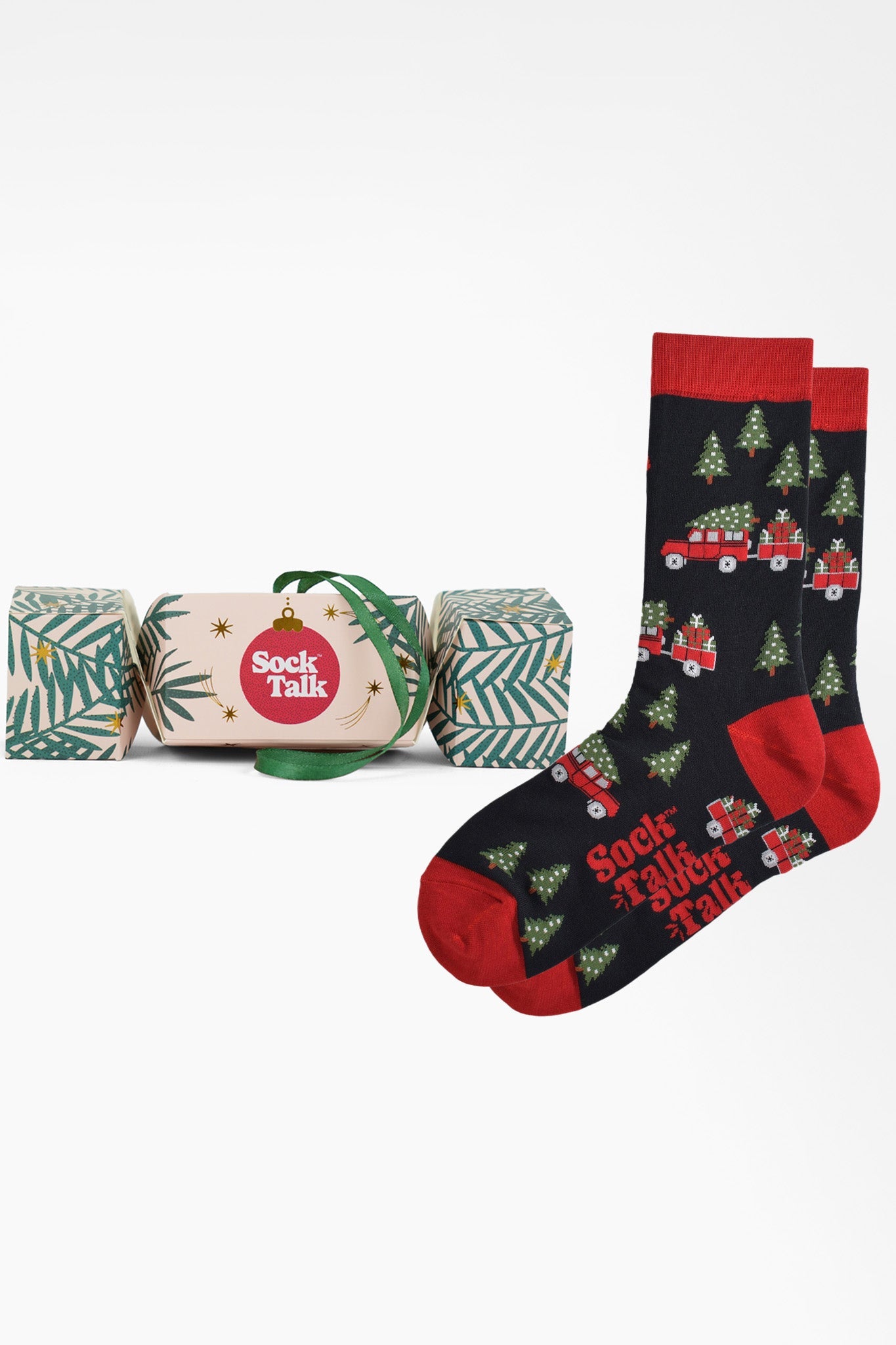 Men's Bamboo Crew Socks Christmas Cracker Gift Box - Black/Red, Christ ...