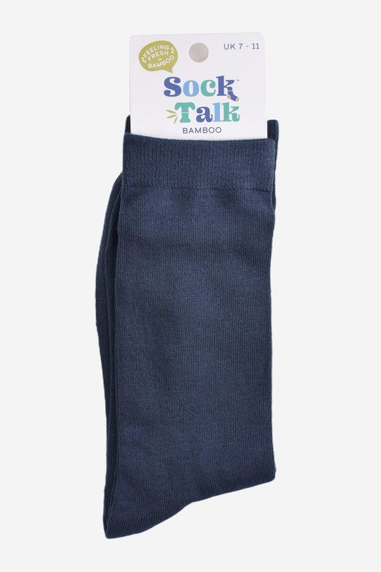 Sock Talk Plain Navy Blue Bamboo Socks Mens Crew Midcalf Breathable UK ...