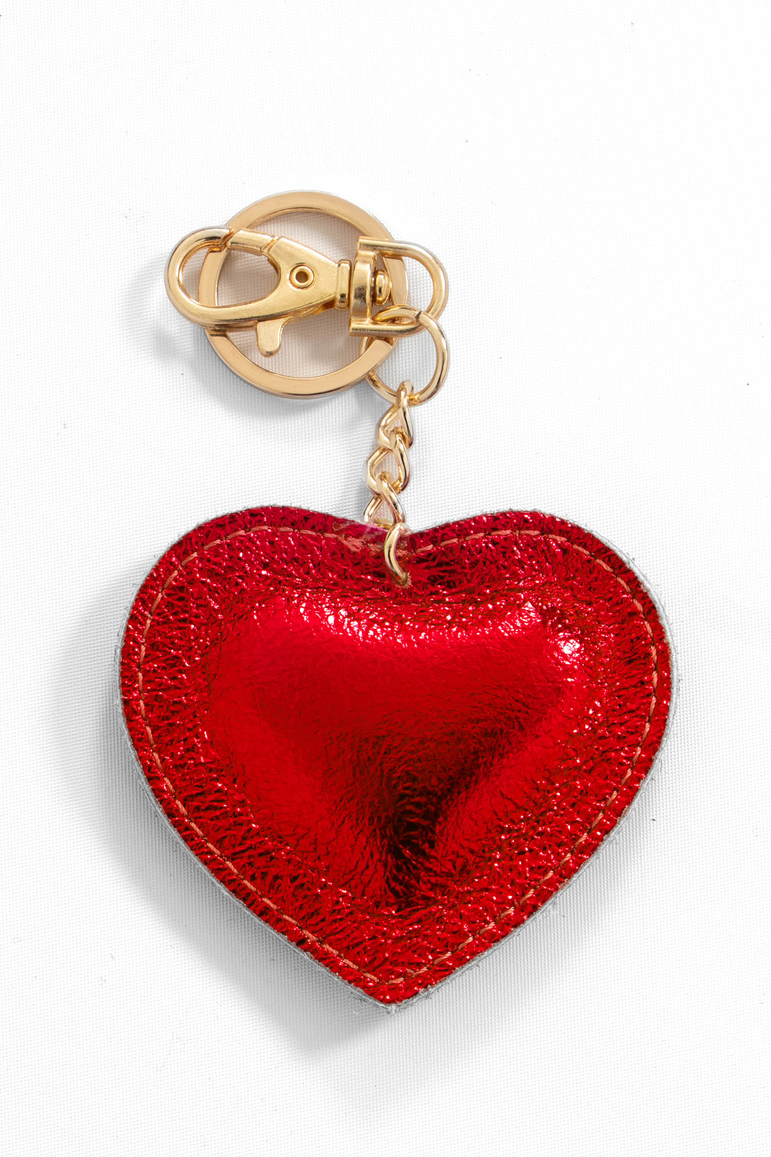 Sarta Red Love Heart Keyring Italian Leather Metallic Valentine's Day ...