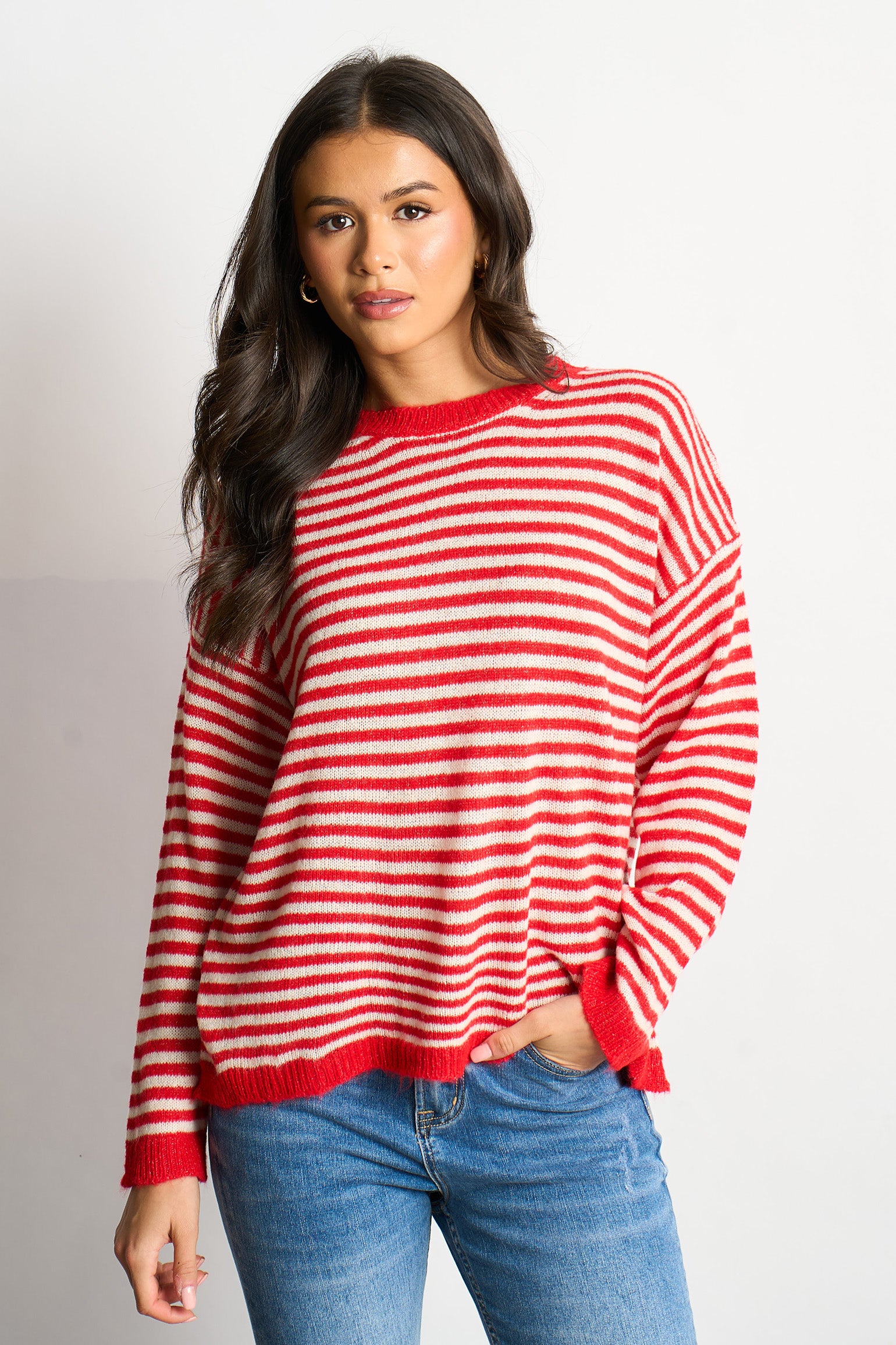 Striped Long Sleeve Italian Wool Blend Jumper in Red/Cream – MSH Wholesale