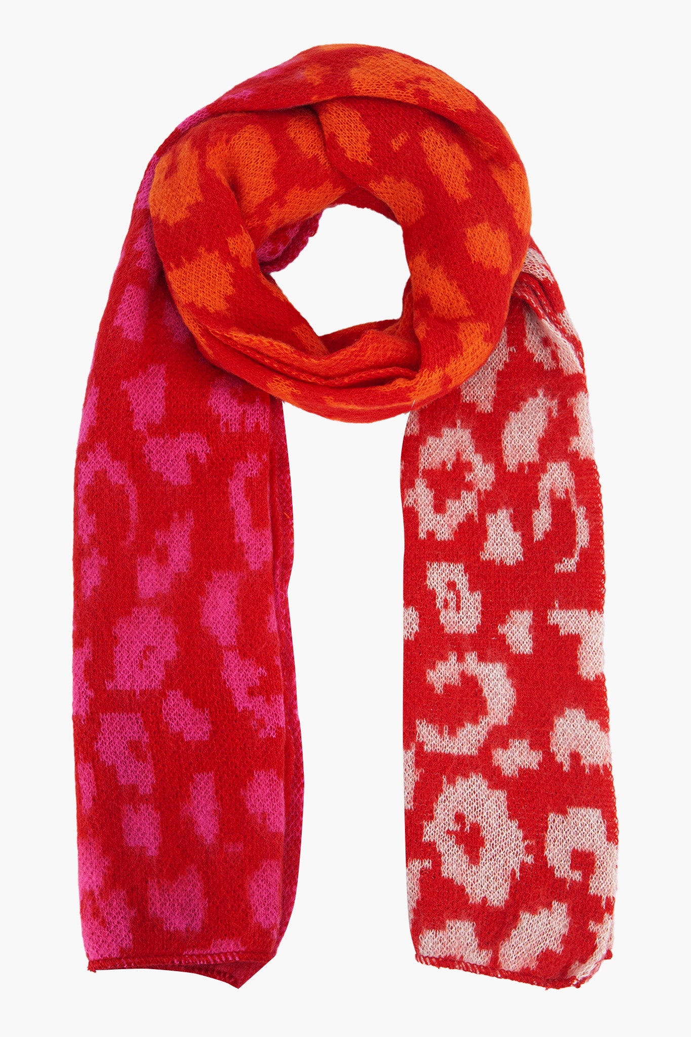 Sarta Red Leopard Print Knitted Winter Scarf Blanket Scarves Womens UK ...